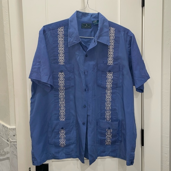 Tropicool | Shirts | Vintage Tropicool Guayabera Mens L Embroidered ...